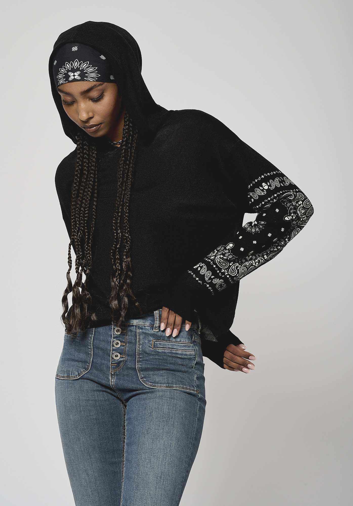 Pull noir Femme 100% coton Voxel - Kaporal