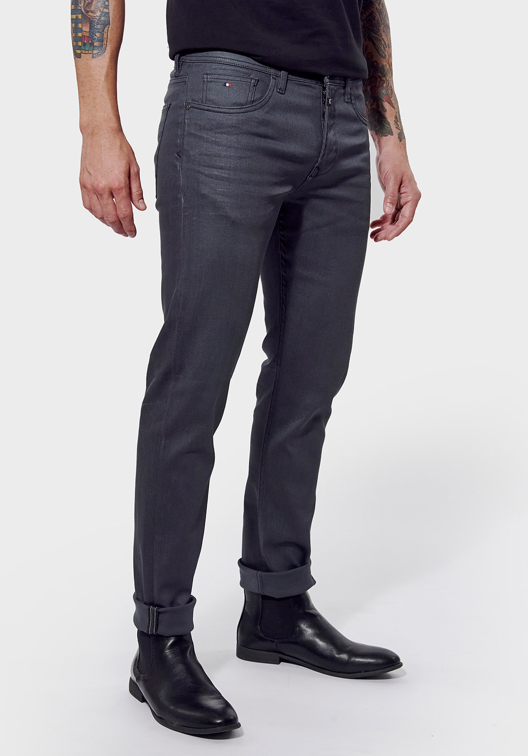 Aïe 42 Listes De Jean Enduit Noir Homme Homme Jeans Créateur Style